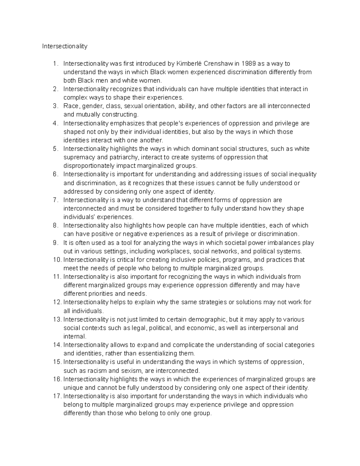 Intersectionality - Intersectionality Intersectionality was first ...