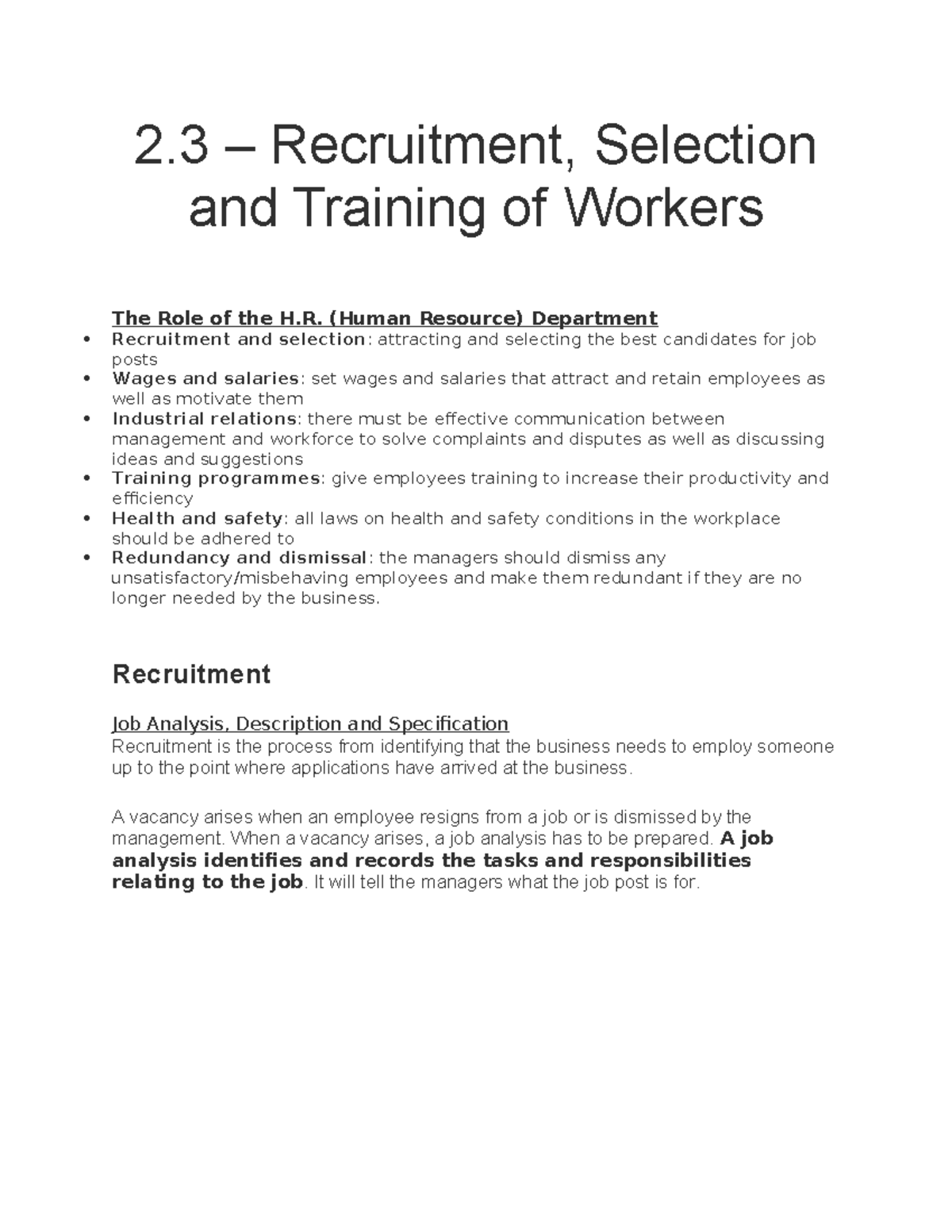 Unit 2 Recruitment, Selection and Training of Workers - 2 – Recruitment ...