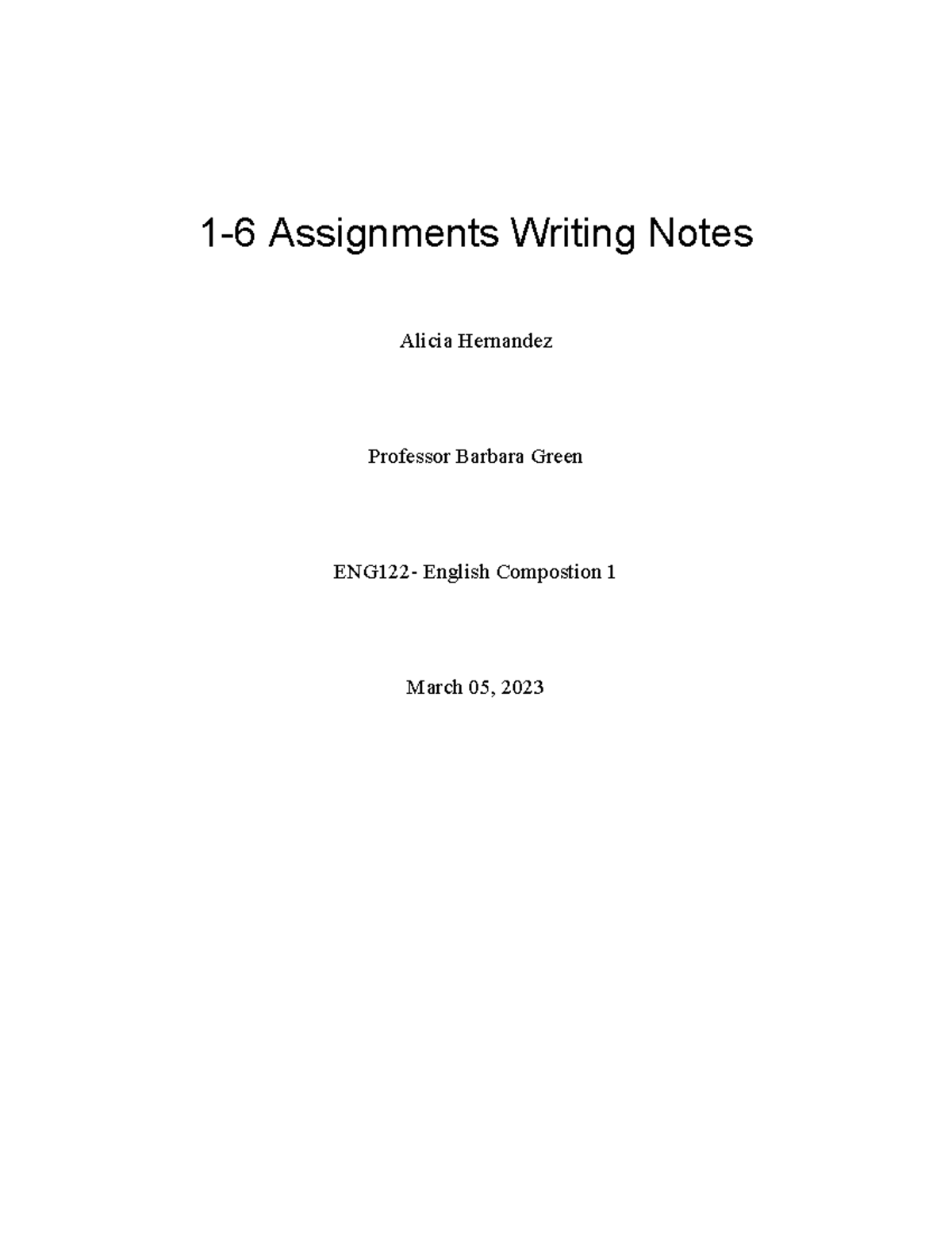 1-6 Assignments Writing Notes EC1 - 1-6 Assignments Writing Notes ...