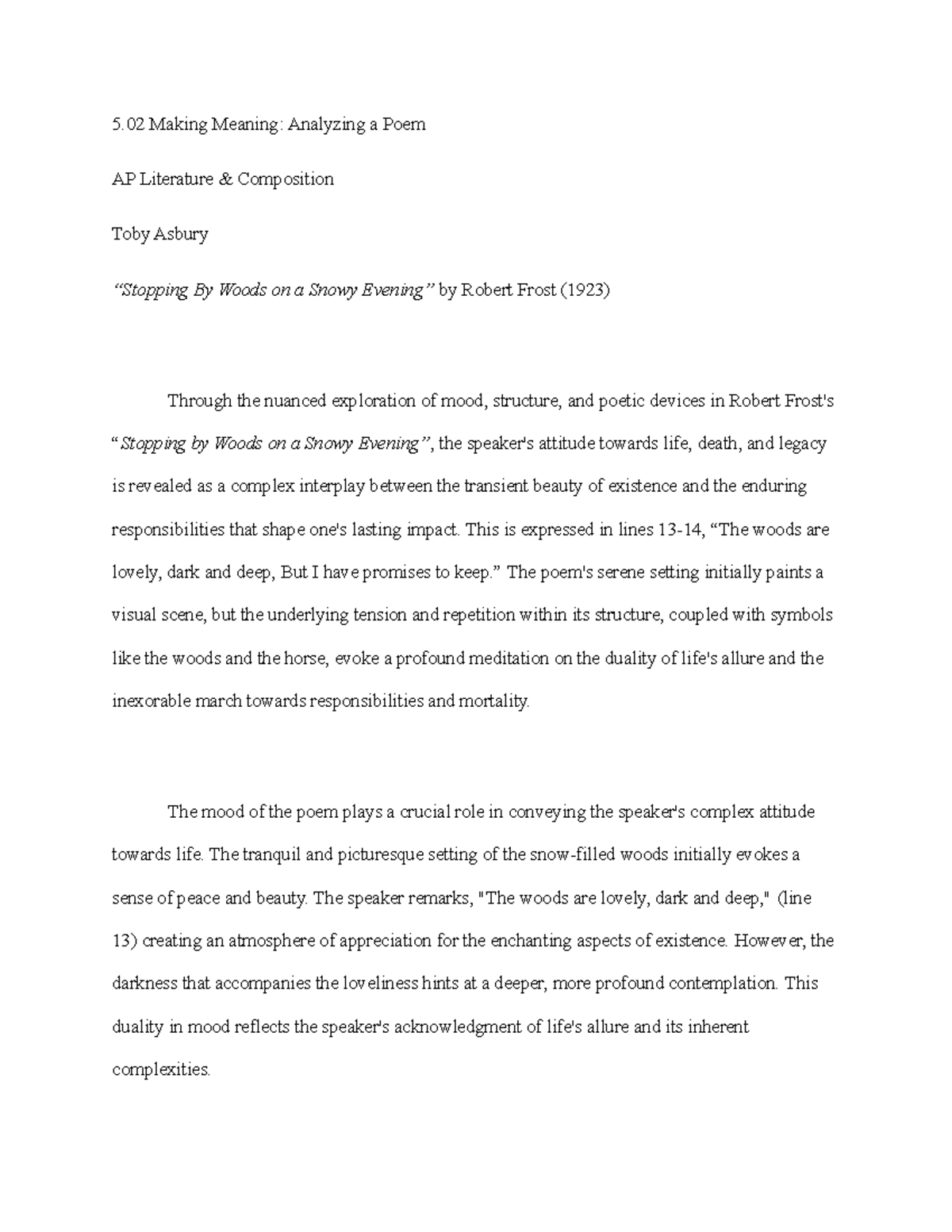 13124 English - Structure of a poem - 5 Making Meaning: Analyzing a ...