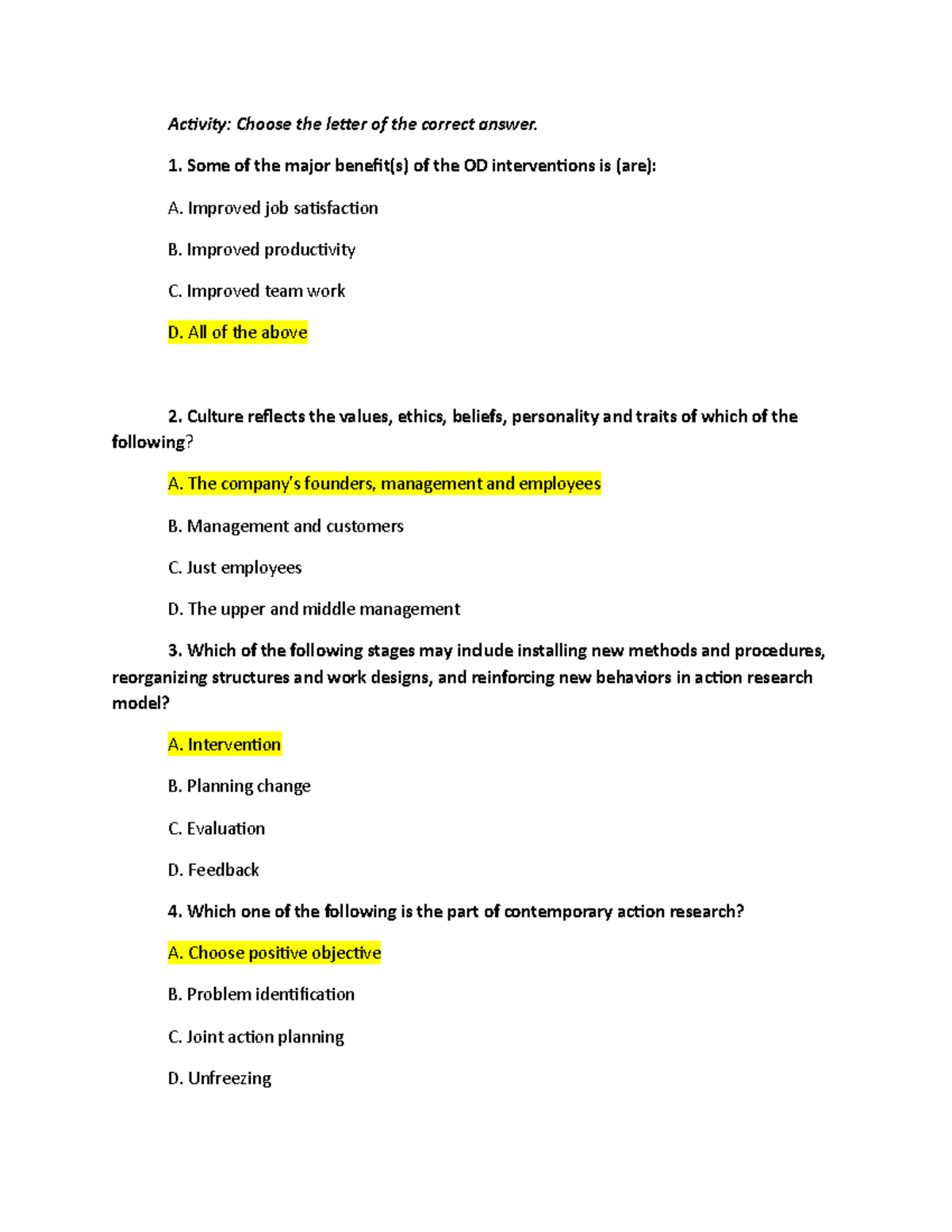 Activity - gfeg - Activity: Choose the letter of the correct answer. 1 ...