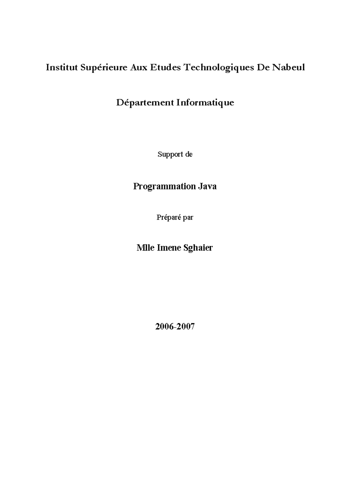Ch1 Introduction langage programmation Java - Institut Supérieure Aux ...