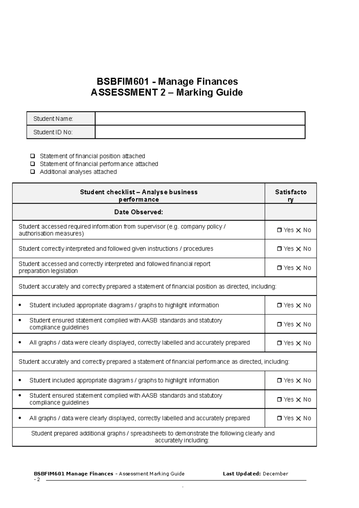 Bsbfim 601- Assignment Marking Guide 2 - BSB60215 - Studocu