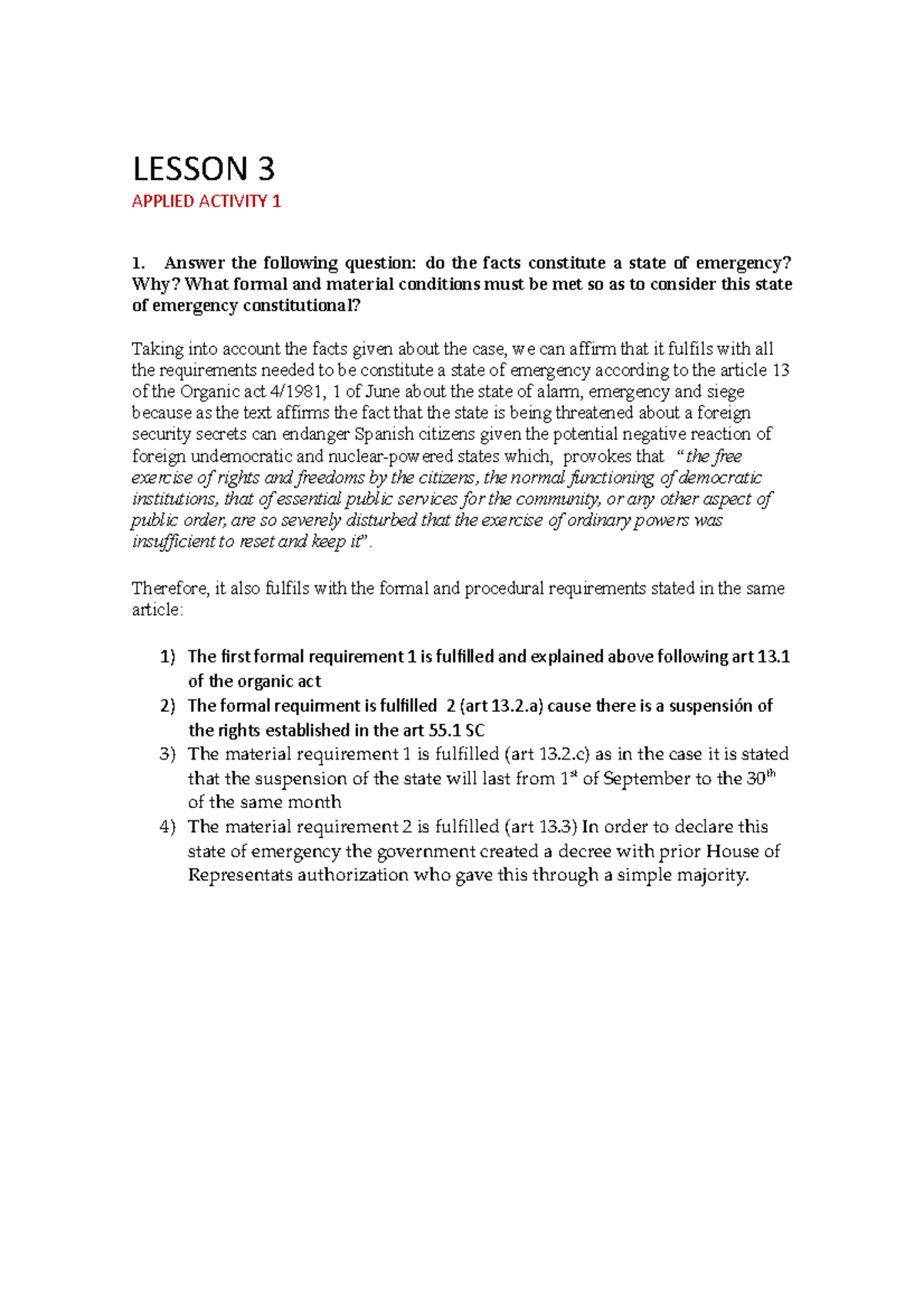 Lesson 3 Applied Activity 1 - LESSON 3 APPLIED ACTIVITY 1 1. Answer the ...