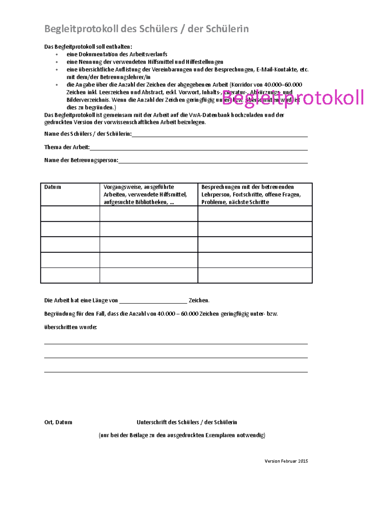 VWA Begleitprotokoll copy - Begleitprotokoll des Schülers / der ...