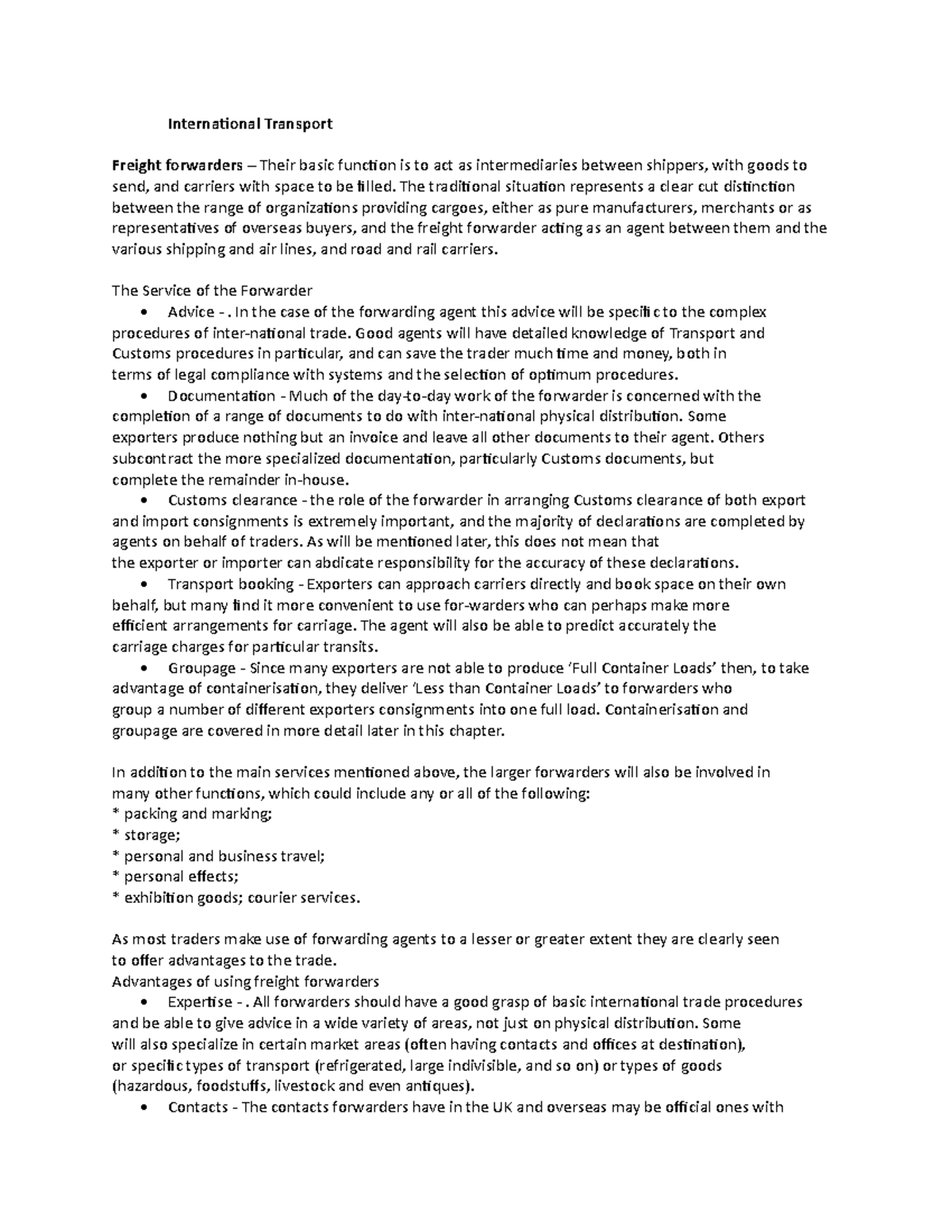 The Export Process - International Transport Freight forwarders – Their ...