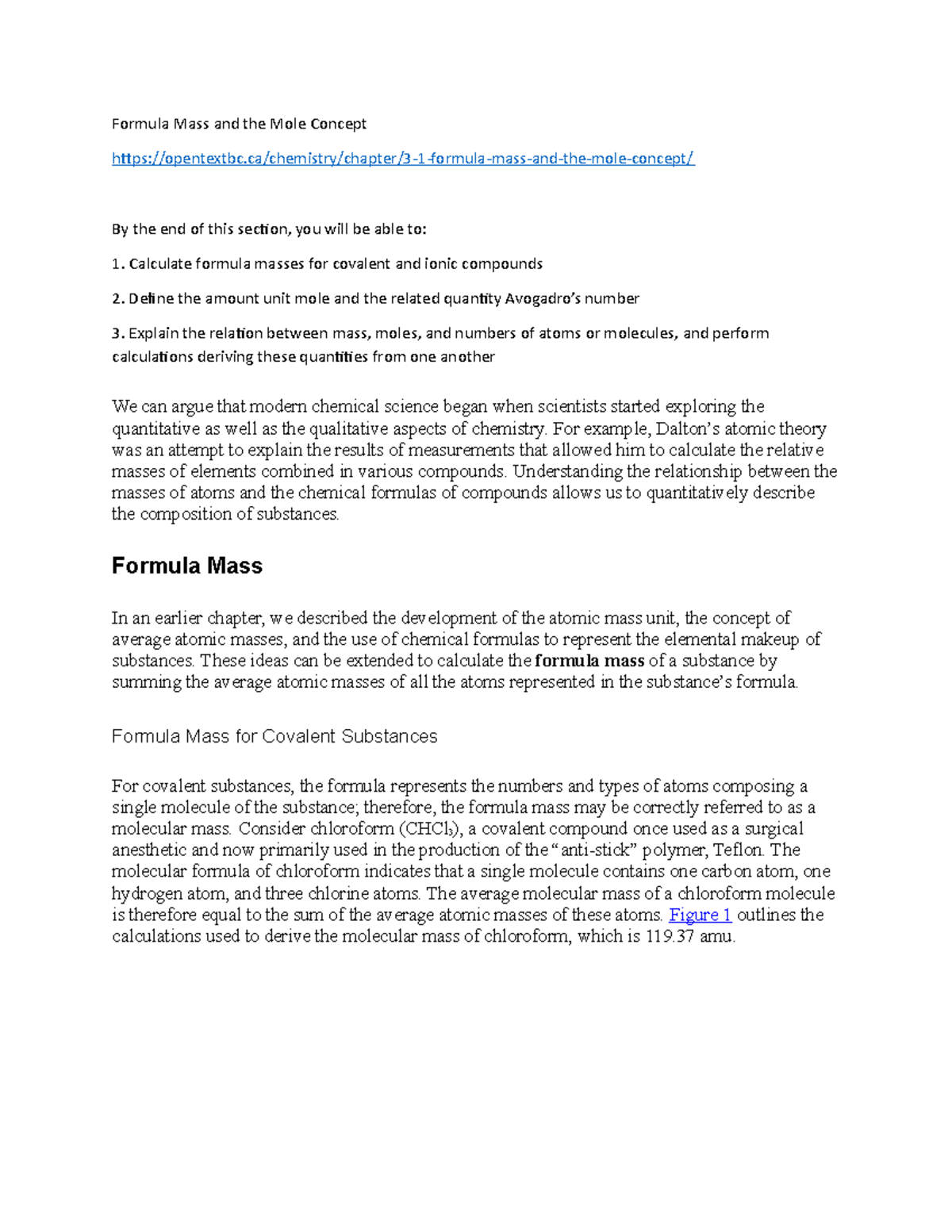 Formula Mass and the Mole Concept-10 - Formula Mass and the Mole ...