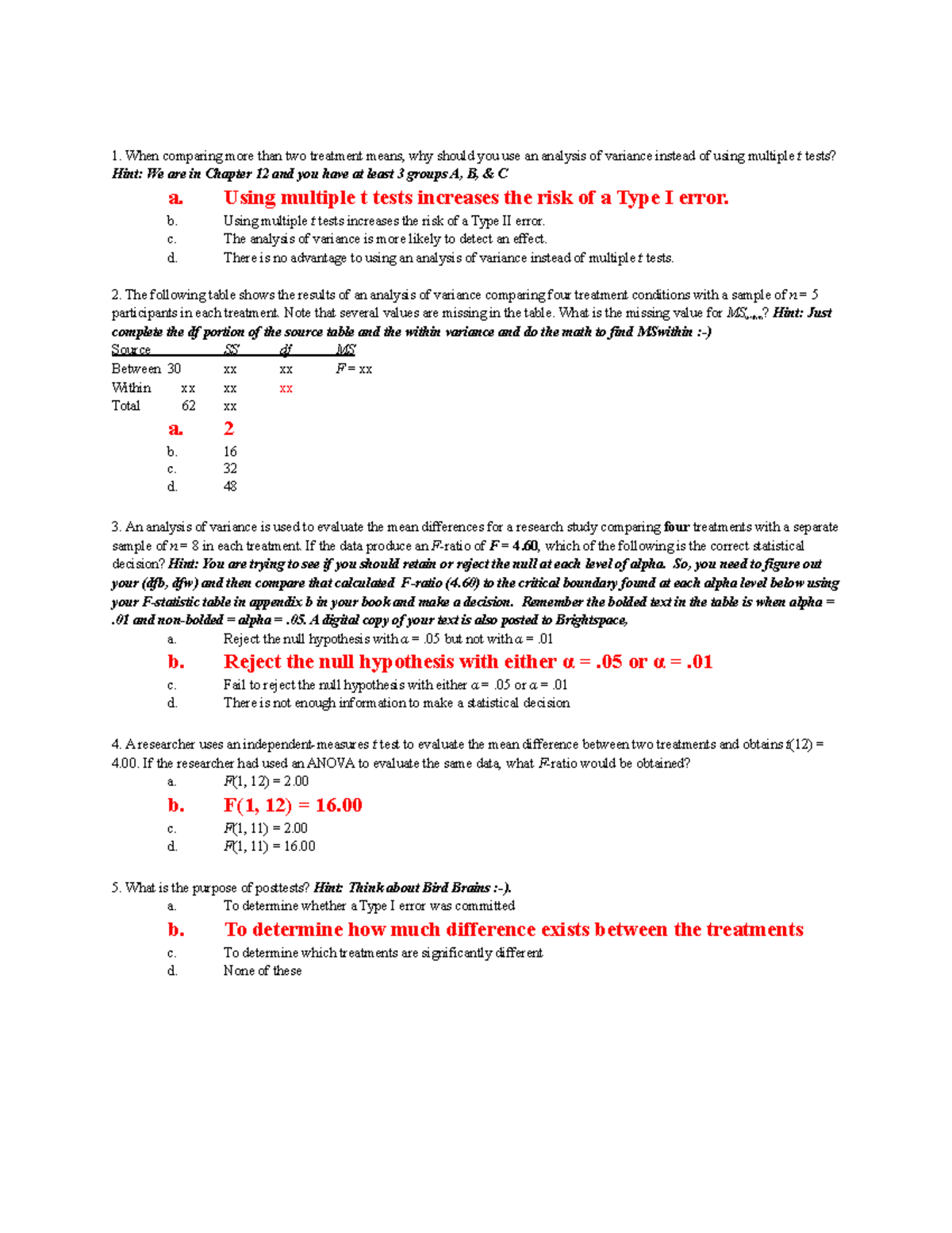 PSY200 HW 7 - Homework Assignment - When comparing more than two ...