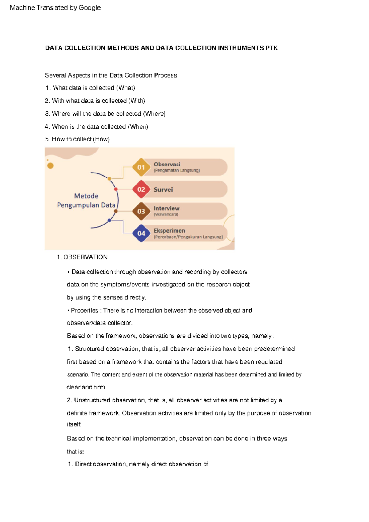 DATA Collection Methods AND DATA Collection Instruments PTK - Data ...