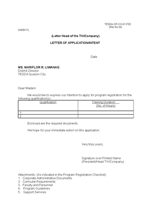 Tesda-OP-CO-01-F04 Program Registration Requirements Checklist - TESDA ...