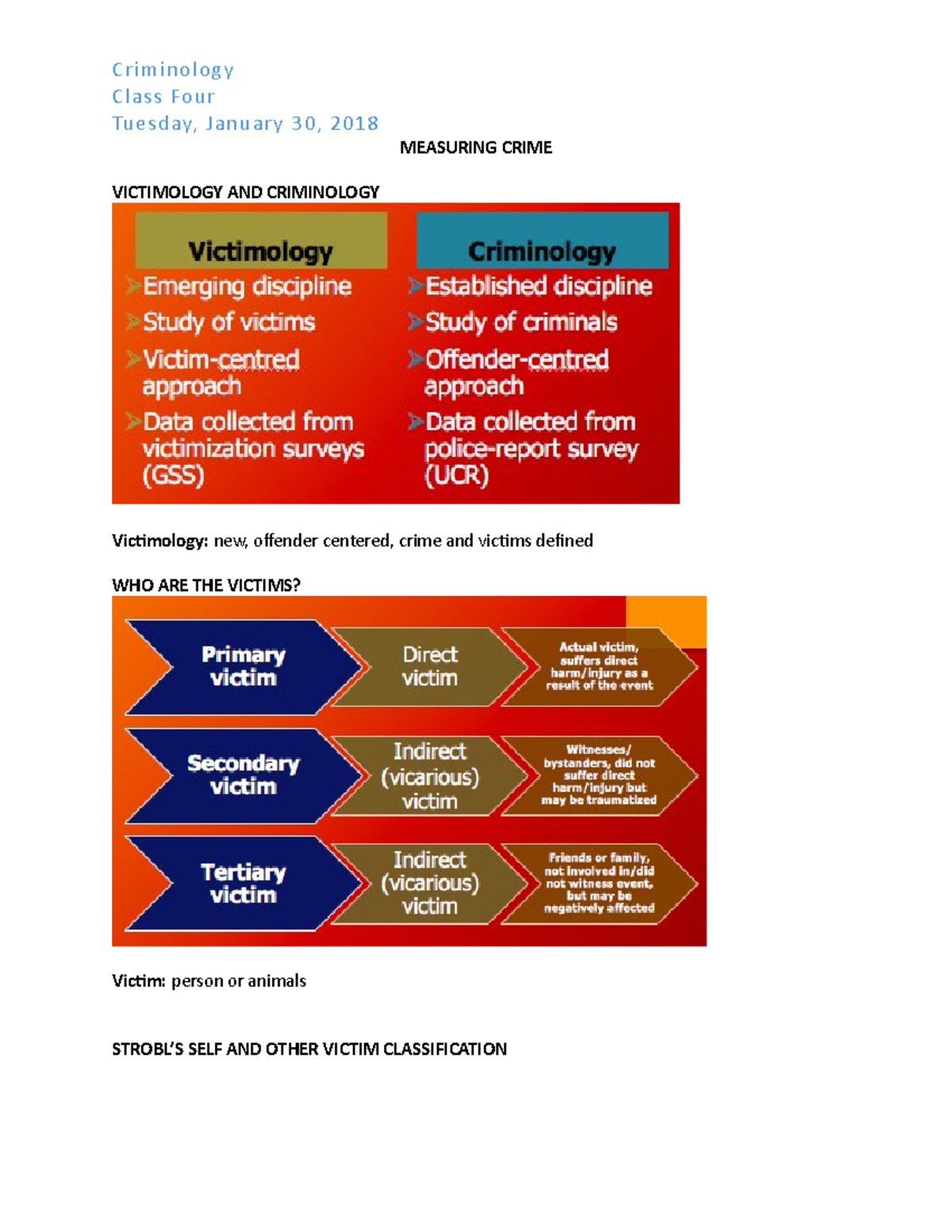 Lecture 4: Measuring Crime - Class Four Tuesday, January 30, 2018 ...