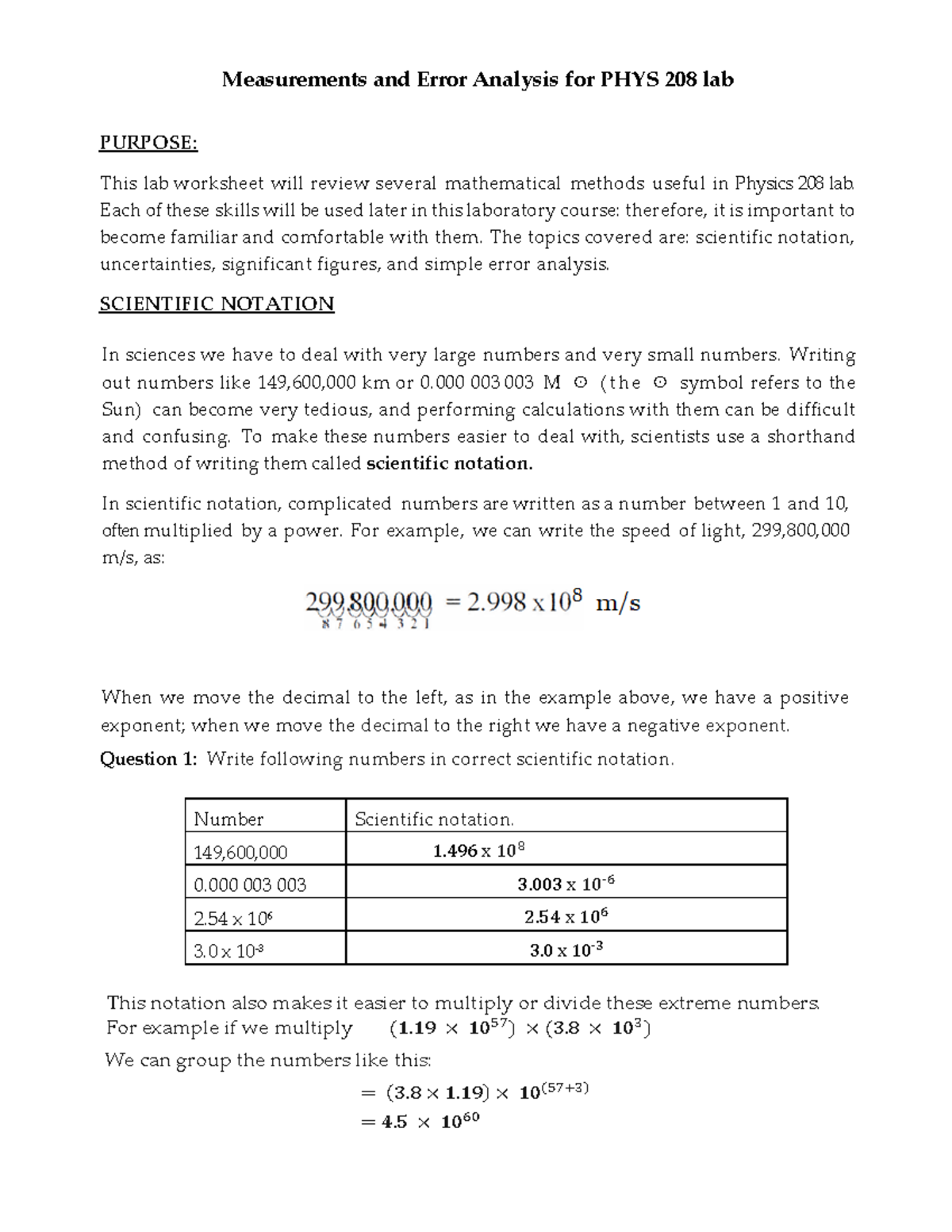 Lab 0 - Fundamental math for Physics 208 Labs - Warning: TT: undefined function: 32 Measurements ...