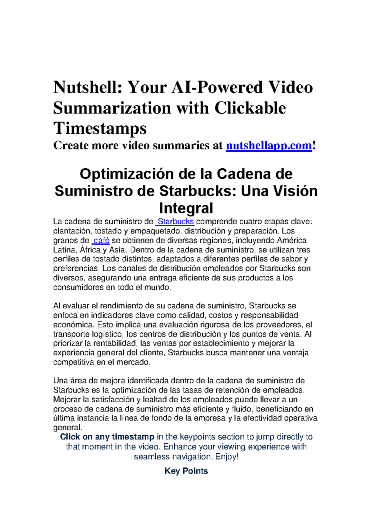 Starbucks - caso - Public Summaries Nutshell: Your AI-Powered Video Summarization with Clickable ...