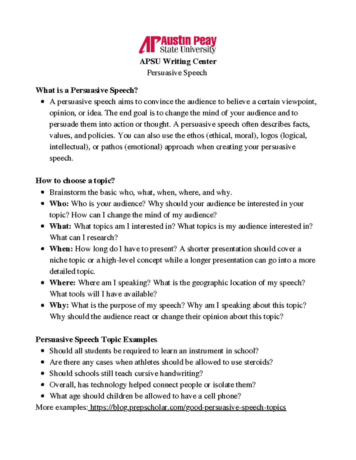 Persuasive Speech Outline Editable - Persuasive Speech A persuasive ...
