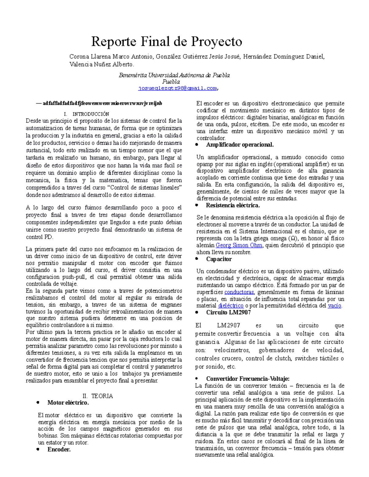 Reporte Final Proyecto - Reporte Final de Proyecto Corona Llarena Marco ...