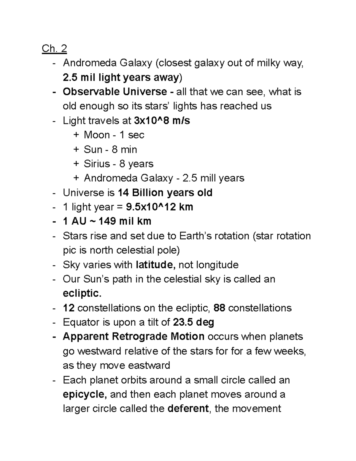 Astronomy Notes Exam 1 (Ch.2-5) - Google Docs - Ch. 2 - Andromeda ...