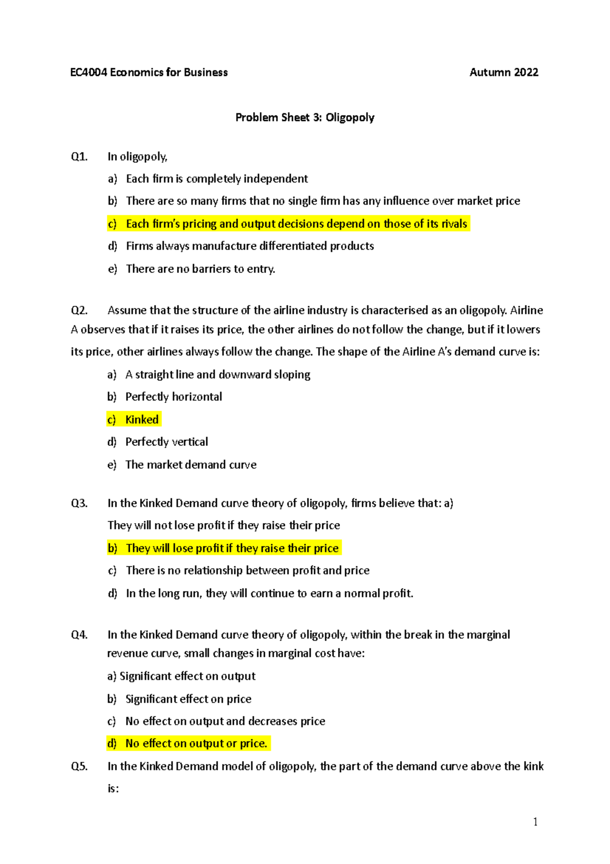 EC4004+Problem+Set+03 2022-1 - EC4004 Economics for Business Autumn ...