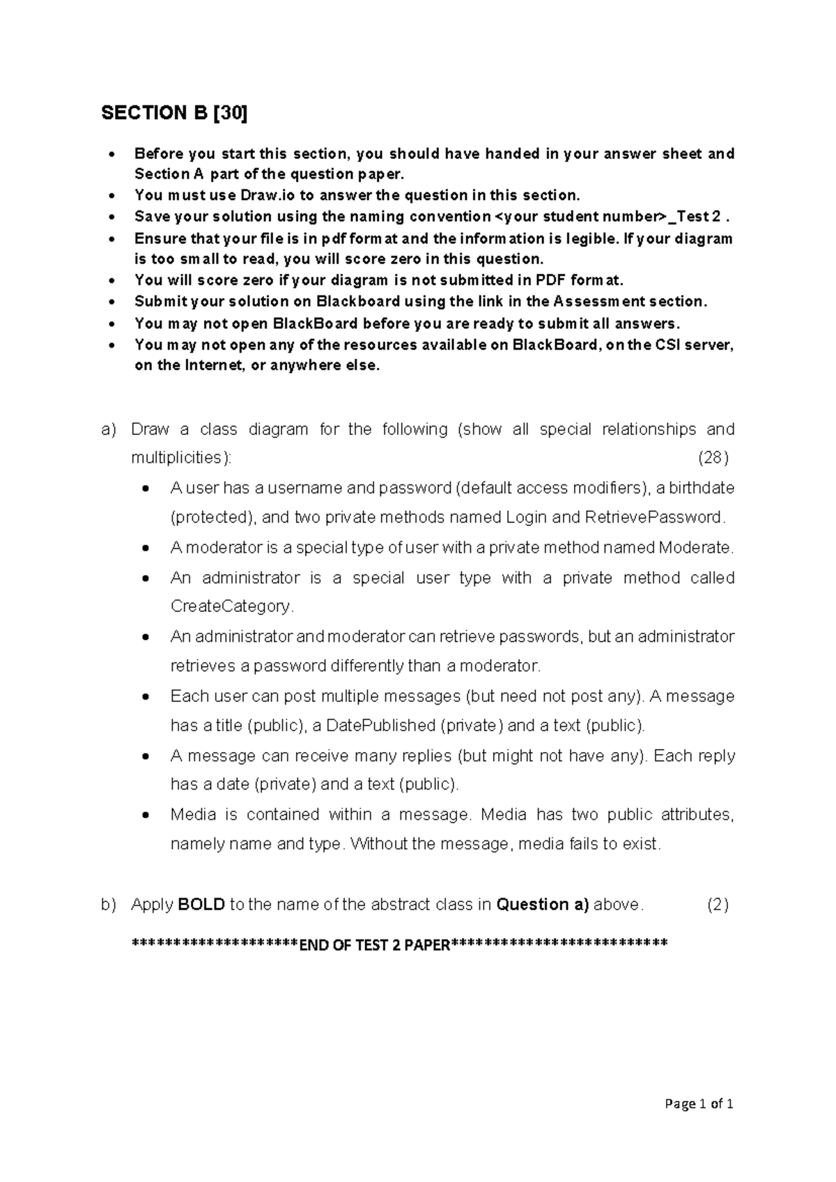 Semester Test 2 Section B 2023 - Page 1 of 1 SECTION B [30] • Before ...