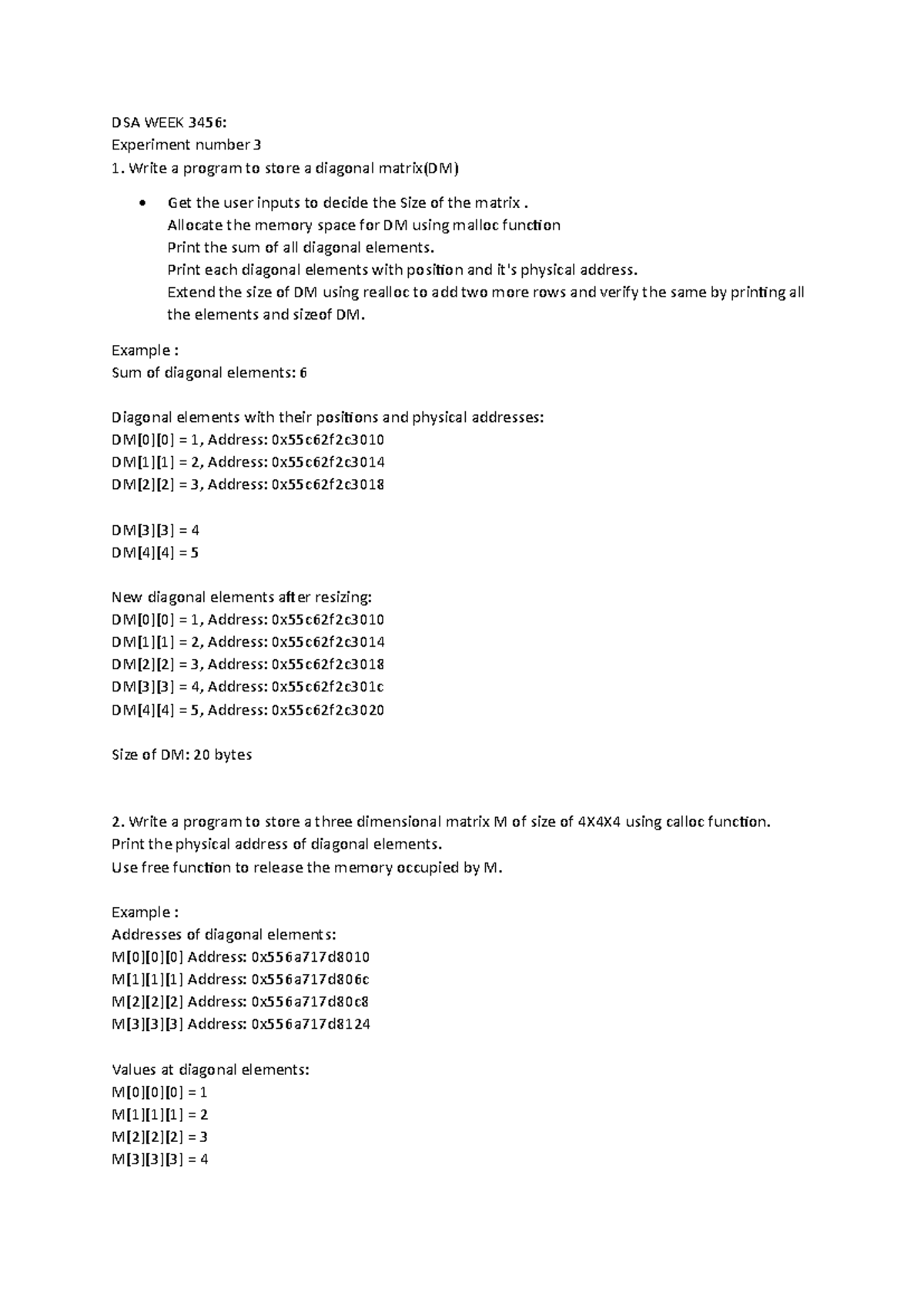 DSA WEEK 3456 - Hi this is dsa week3456 combined - DSA WEEK 3456: Experiment number 3 Write a ...