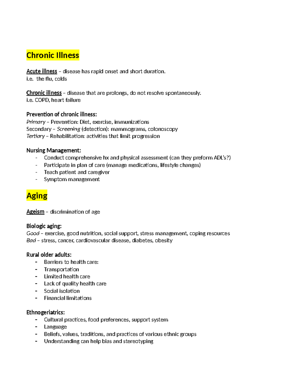 N201 WK 1 - Chronic Illness - Chronic Illness Acute illness – disease ...