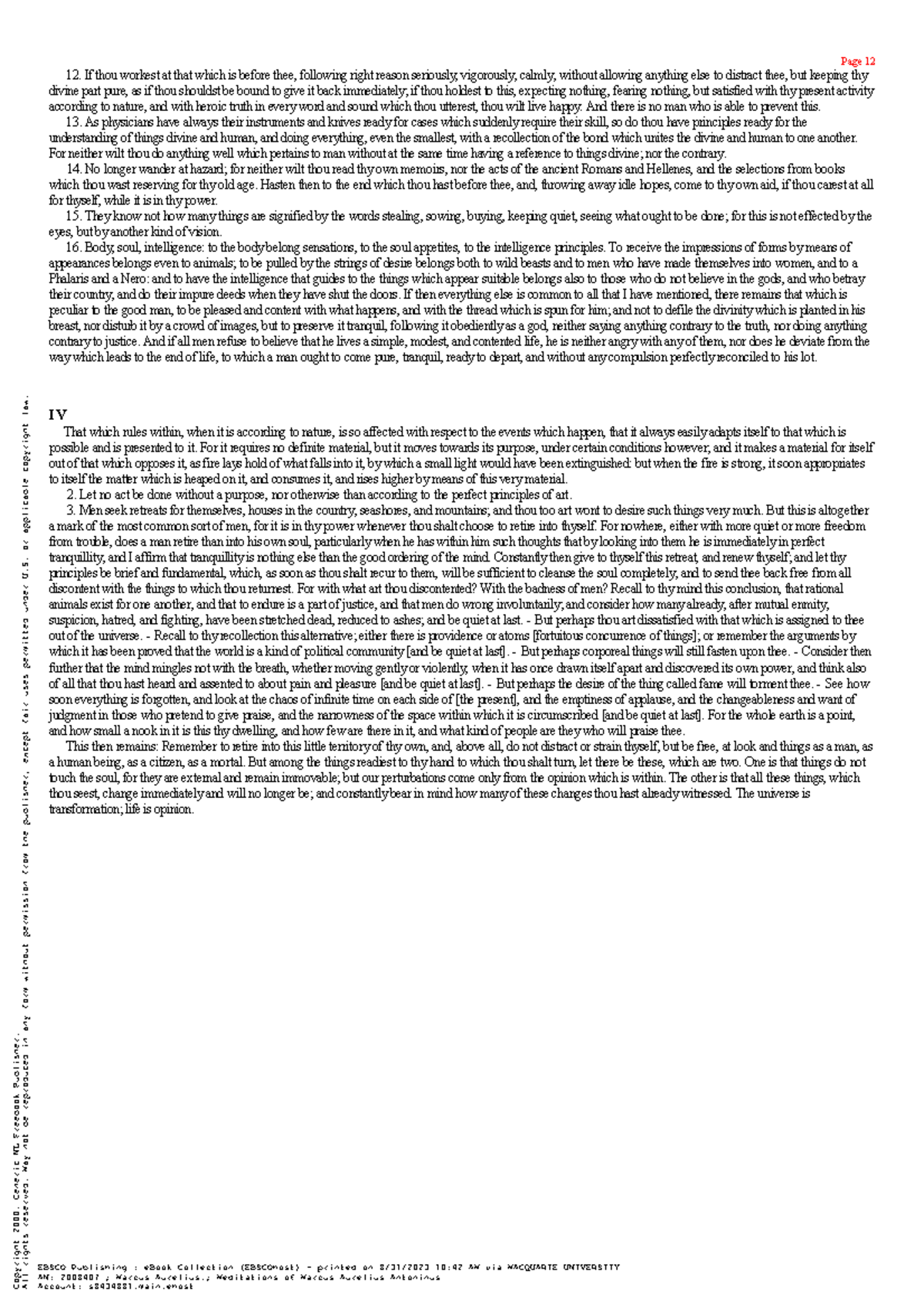 Marcus Aurelius 2000 IV Meditations Of Marcus Au - If thou workest at ...