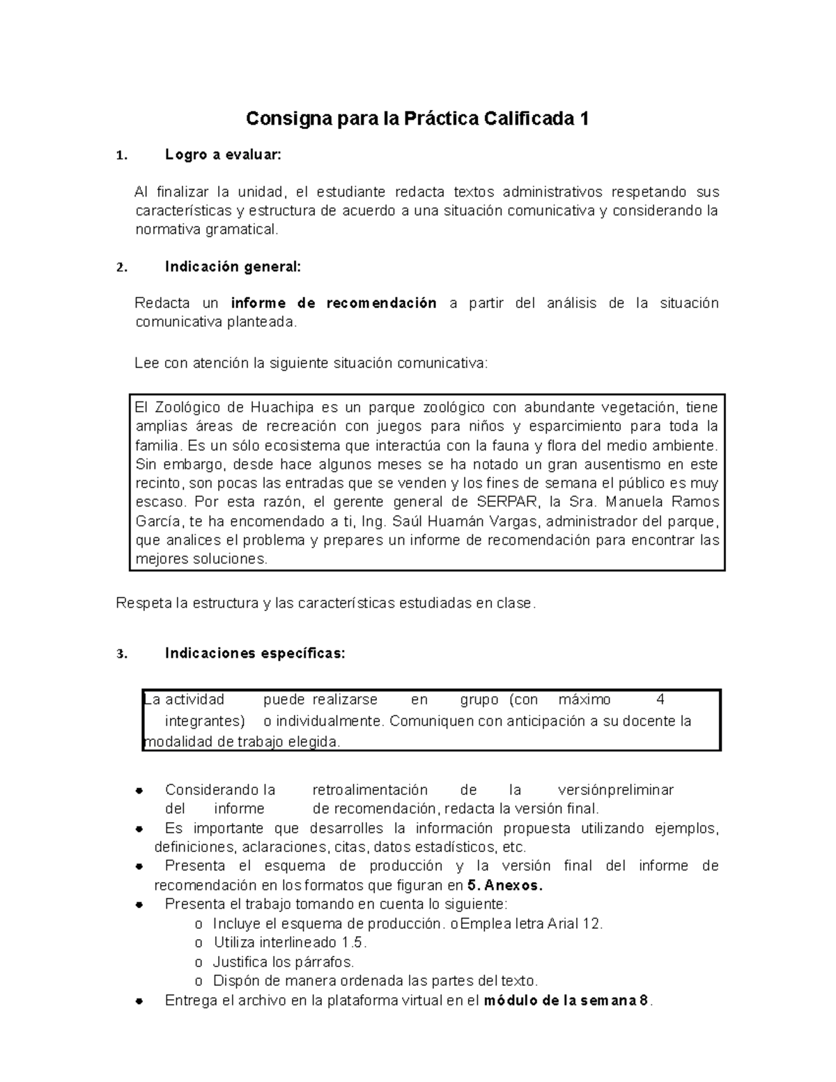 GC A16E PC1Consigna 23C2A - Consigna para la Práctica Calificada 1 1. Logro a evaluar: Al ...