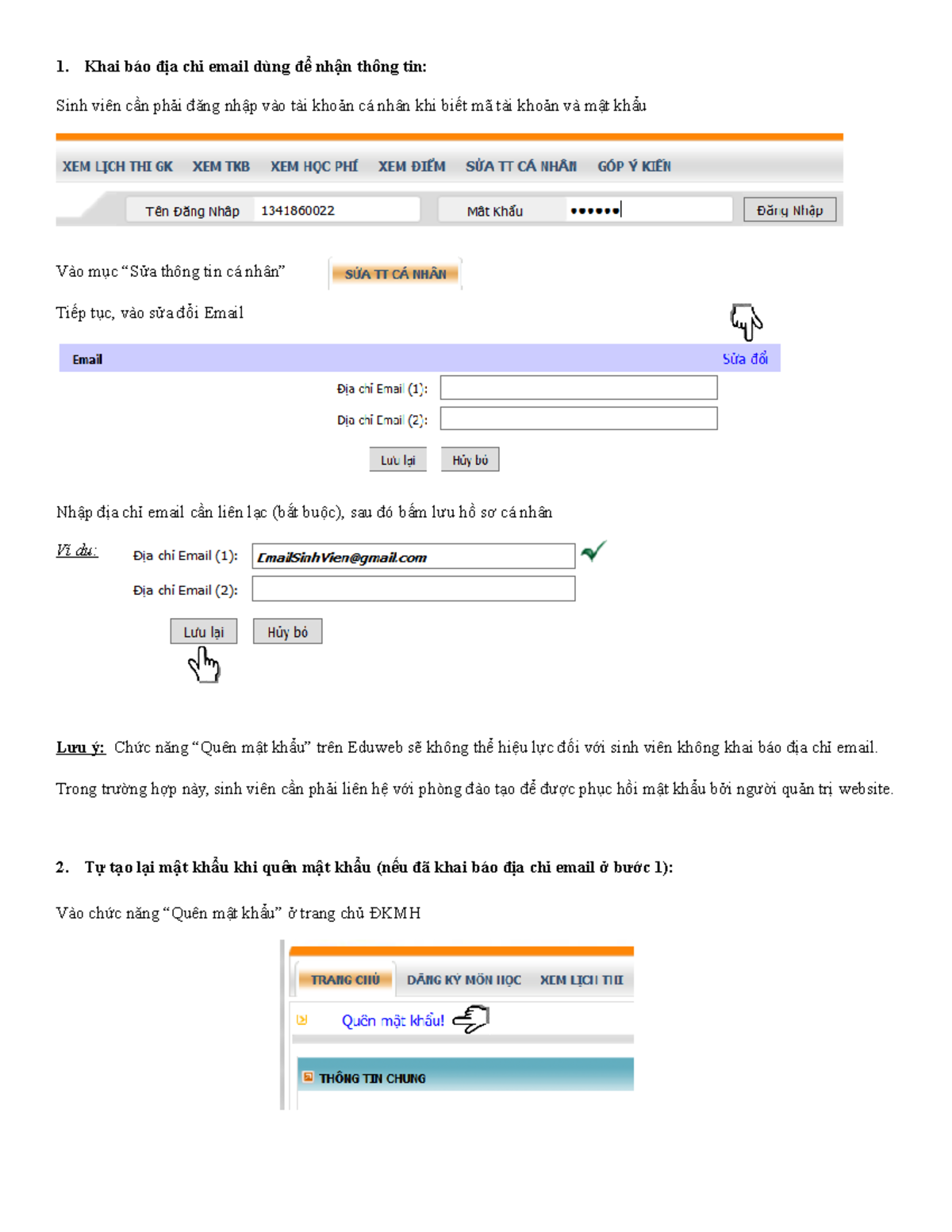 Reset Password - dsdsf - Khai báo địa chỉ email dùng để nhận thông tin ...