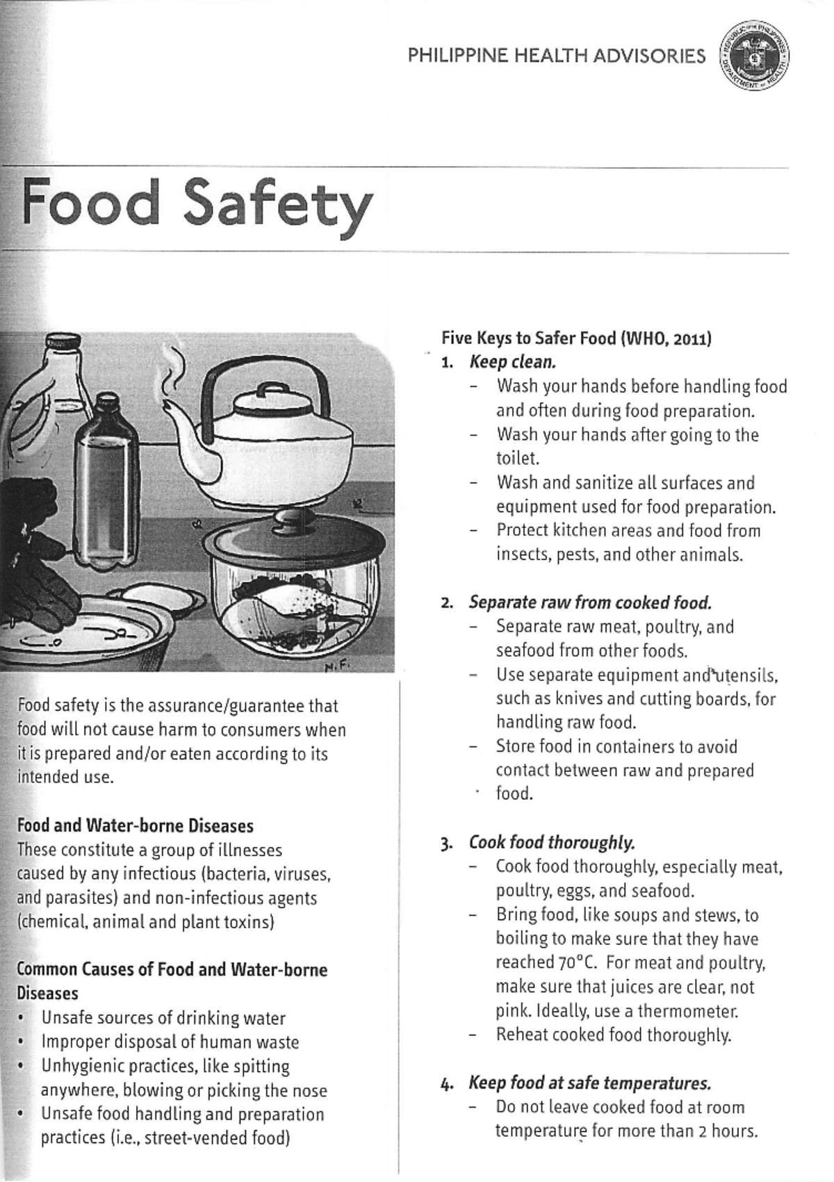 Food-safety - Food Safety - STATEMENT PHILIPPINE HEALTH ADVISORIES Food ...