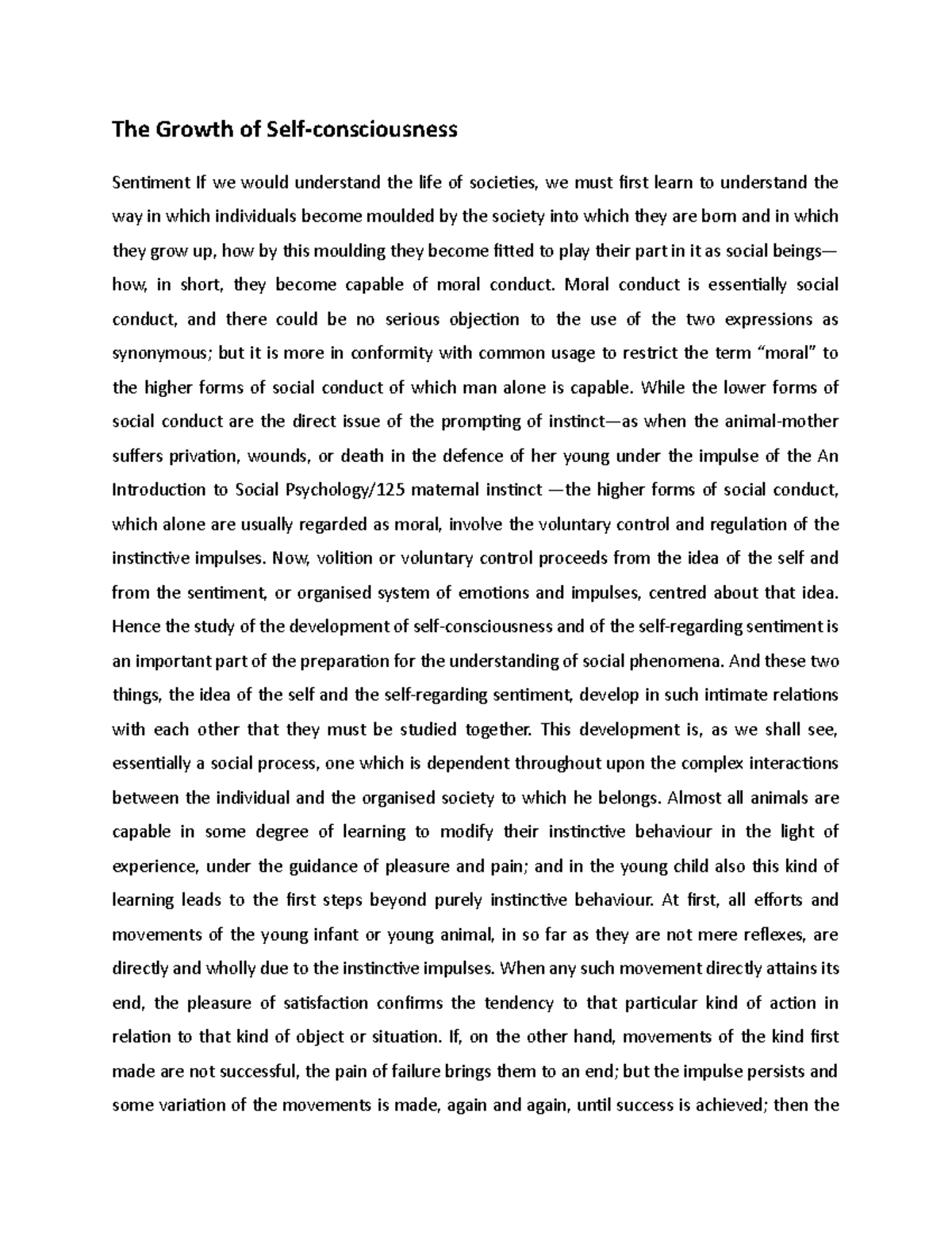 The Growth of Self-consciousness - The Growth of Self-consciousness ...