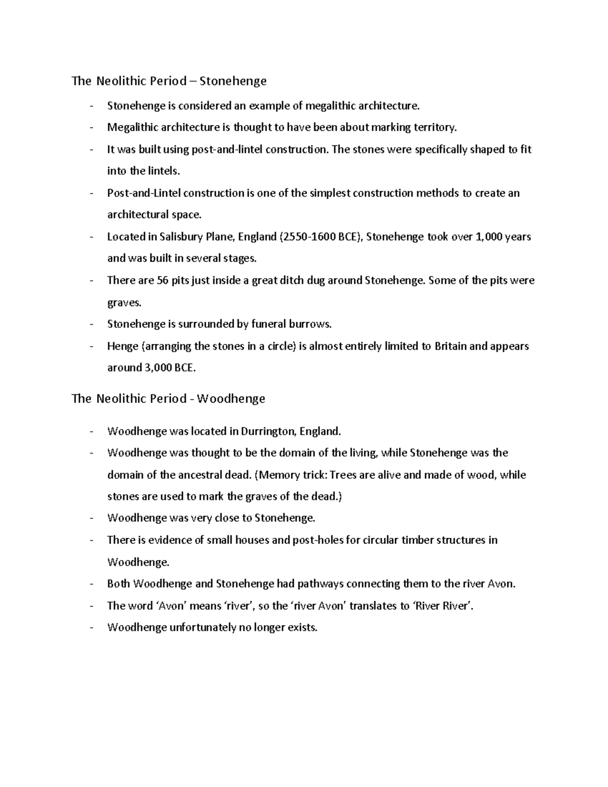 Stonehenge and Woodhenge Notes - The Neolithic Period – Stonehenge ...