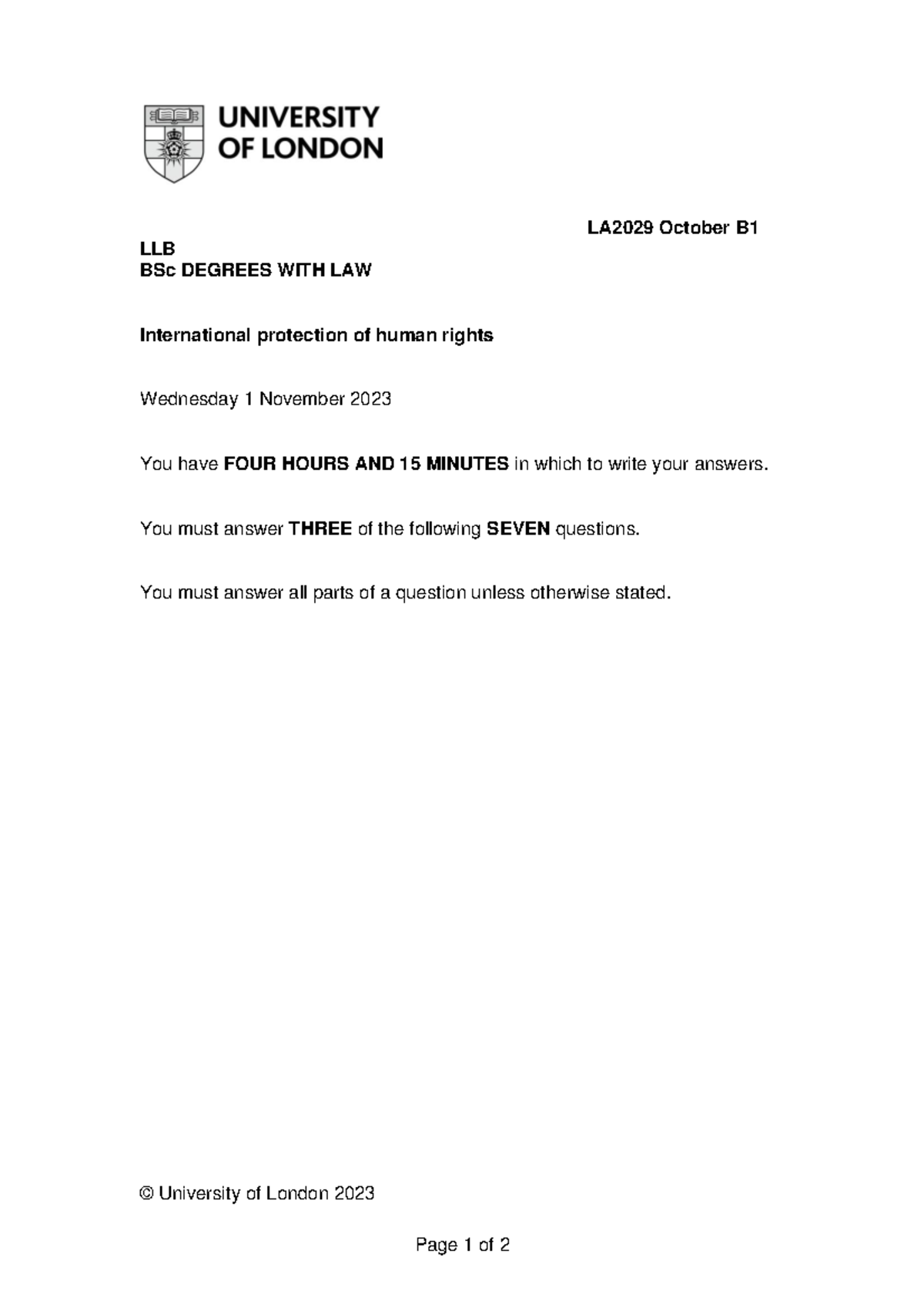 IPHR exam 2023(Oct) AB - exam qs - human resource managment - Page 1 of ...