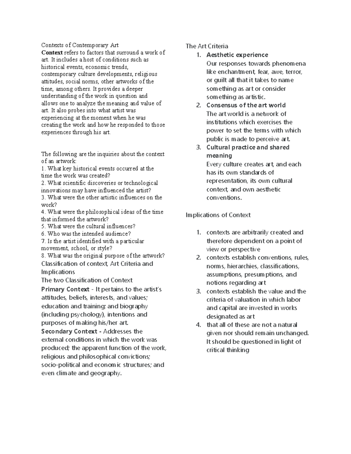 Socsci 1 Module 1 Notes - Contemporary Arts - Contexts of Contemporary ...