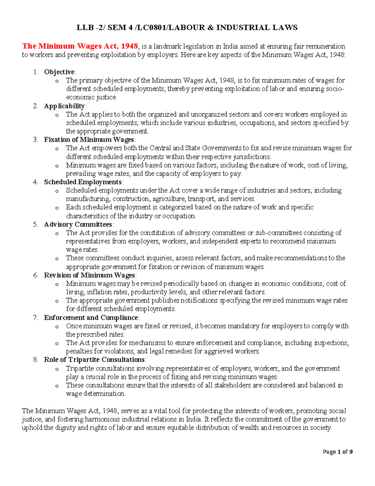 LLB -2 SEM 4 LC0801 Labour & Industrial LAWS - LLB -2/ SEM 4 /LC0801 ...