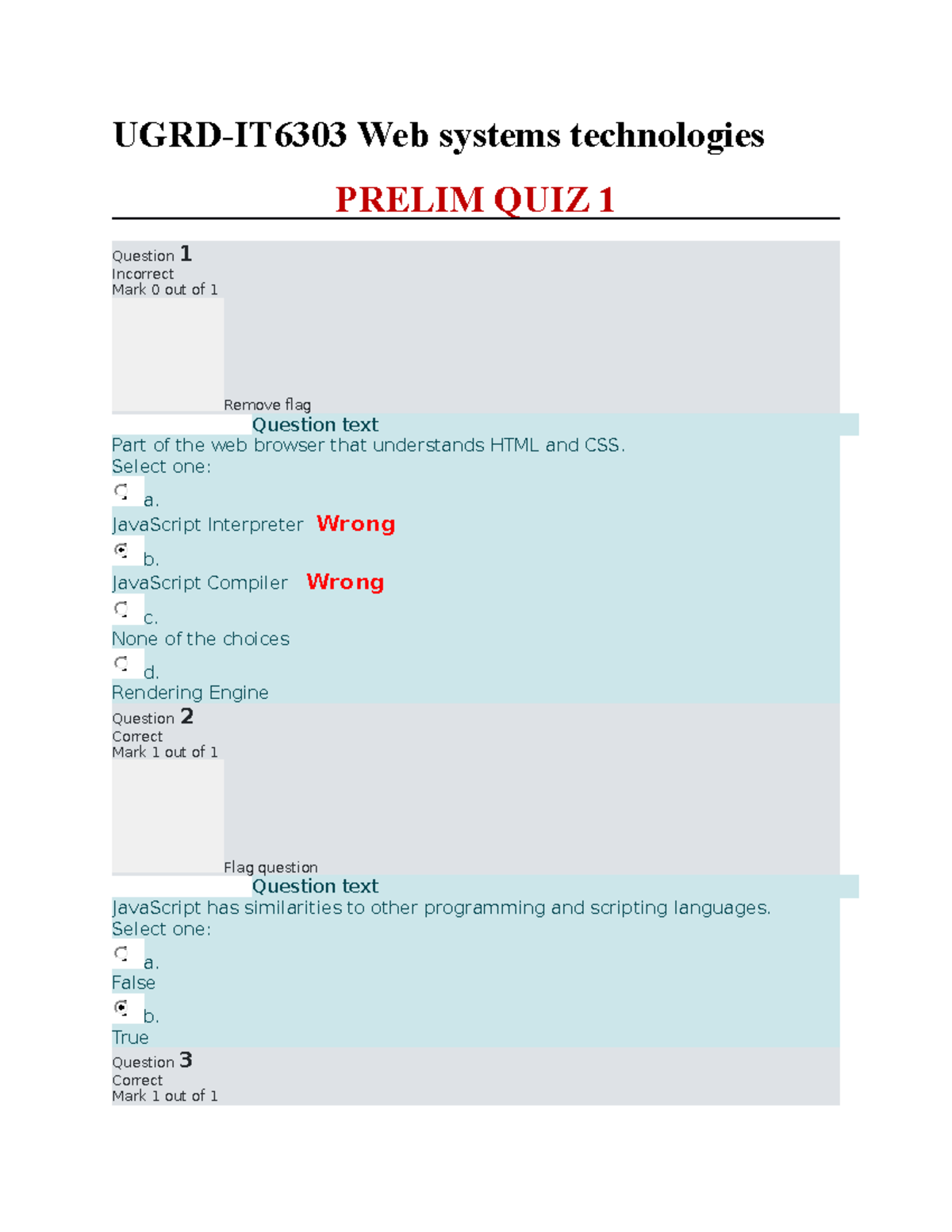 UGRD IT6303Web systems technologies by chel - UGRD-IT6303 Web systems technologies PRELIM QUIZ 1 ...