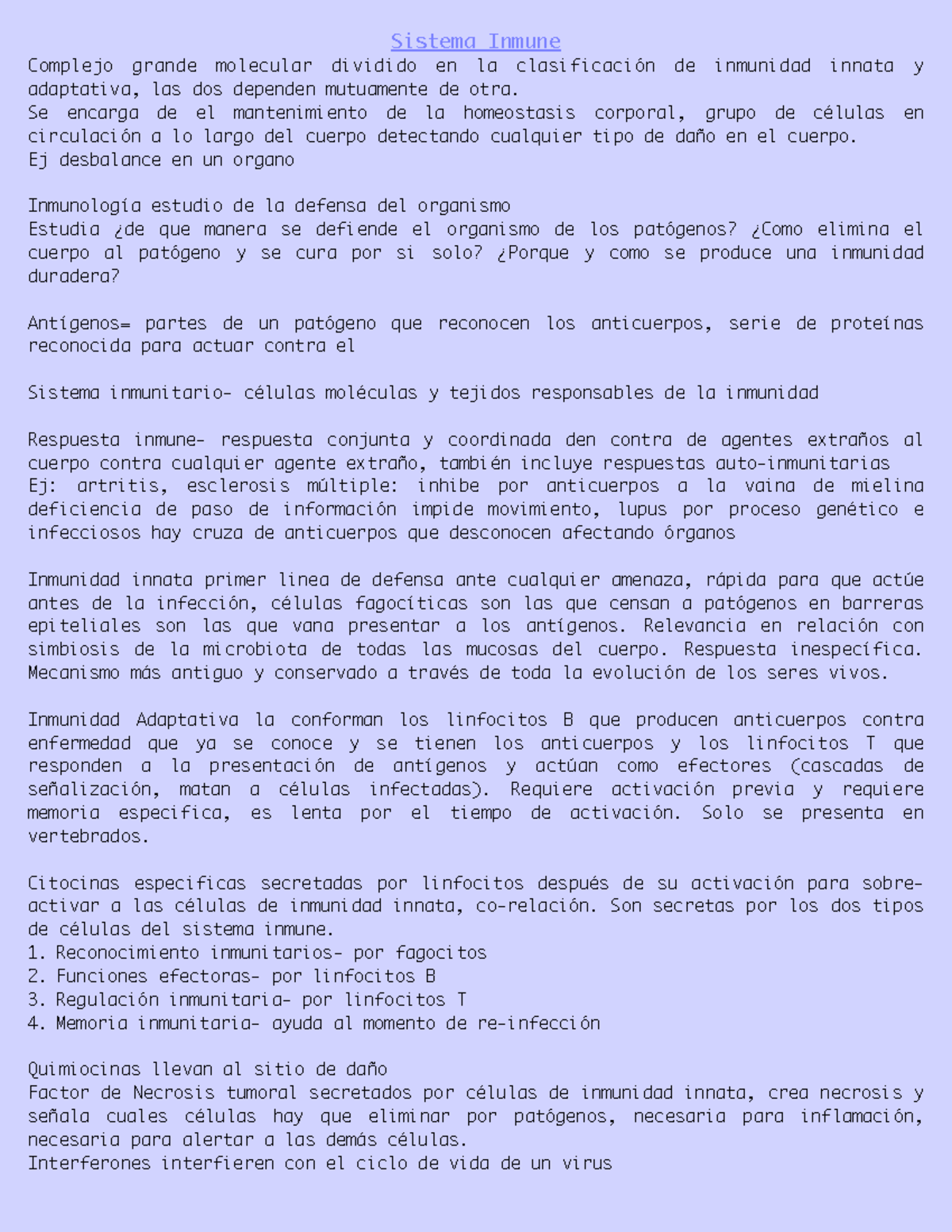 Sistema Inmune - Sistema Inmune Complejo grande molecular dividido en ...