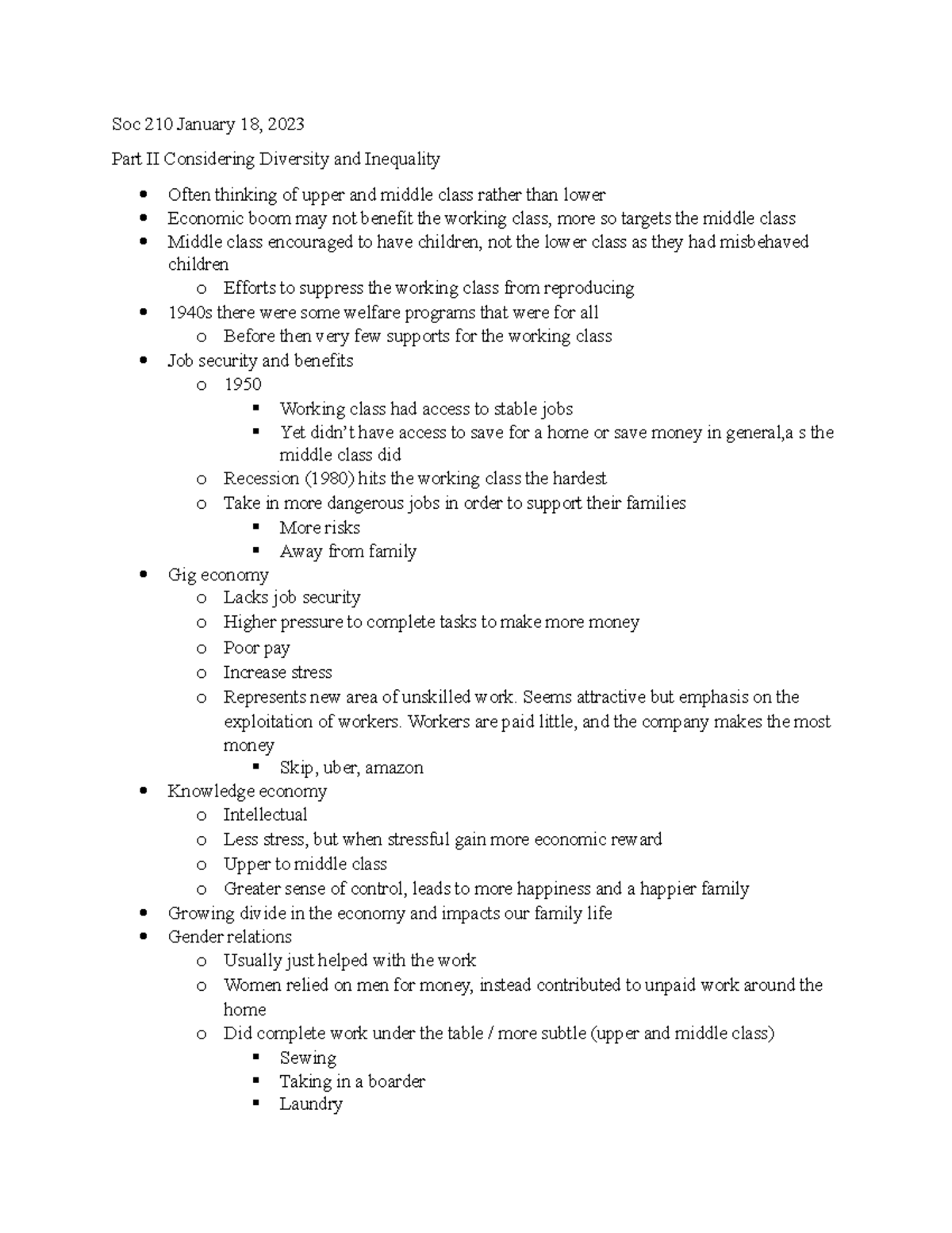 Soc 210 January 18 - notes - Soc 210 January 18, 2023 Part II ...