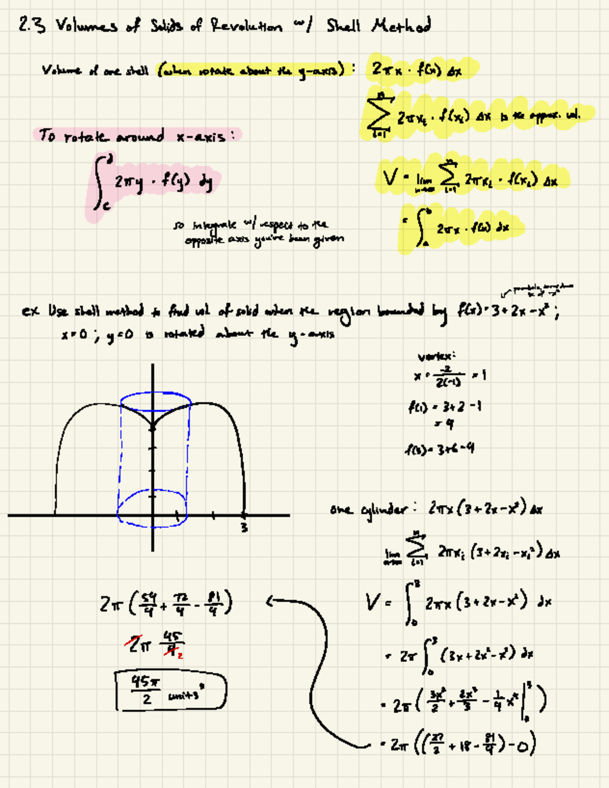 Calculus II - Chapter 5.3 Volumes by Cylindrical Shells (Shell Method ...
