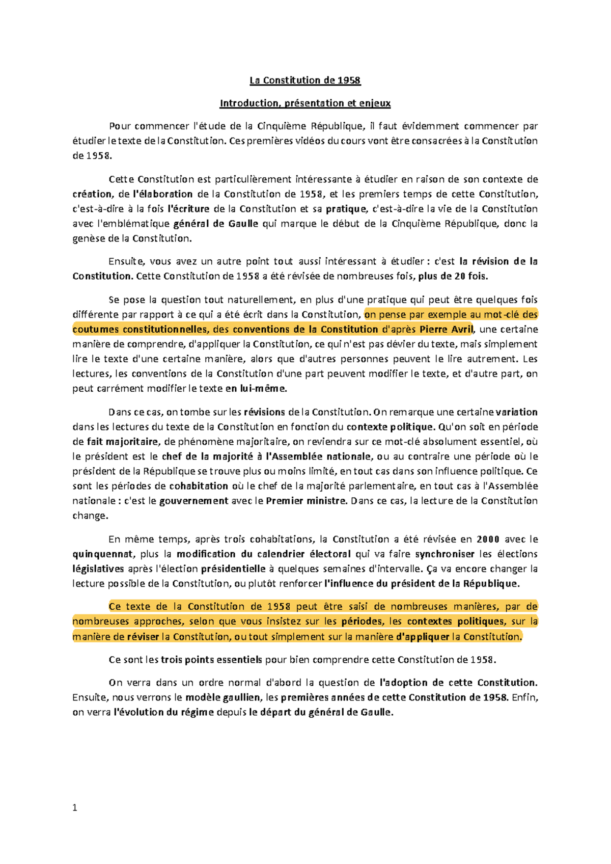 La Constitution de 1958 - La Constitution de 1958 Introduction, présentation et enjeux Pour ...