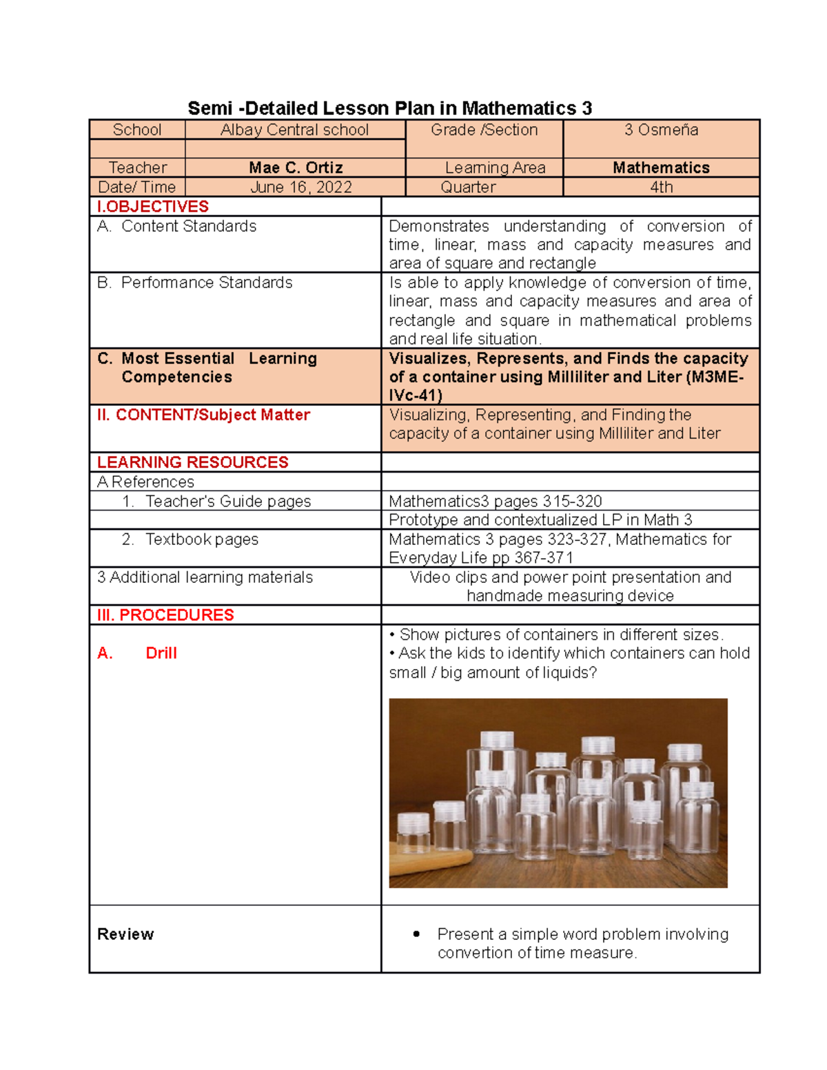 MATH LP 4th Q Dr Ortiz - its free - Semi -Detailed Lesson Plan in ...