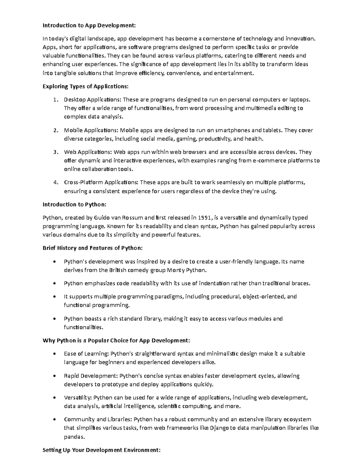 Introduction to App Development - Apps, short for applications, are ...