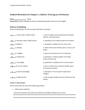 Copy of Chapter 10 Wkst. - Shoulder Injuries - Fundamentals of Athletic ...