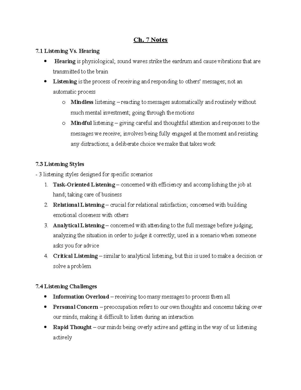 Chapter 7 Notes (Textbook: Looking Out/Looking In) - Ch. 7 Notes 7 ...