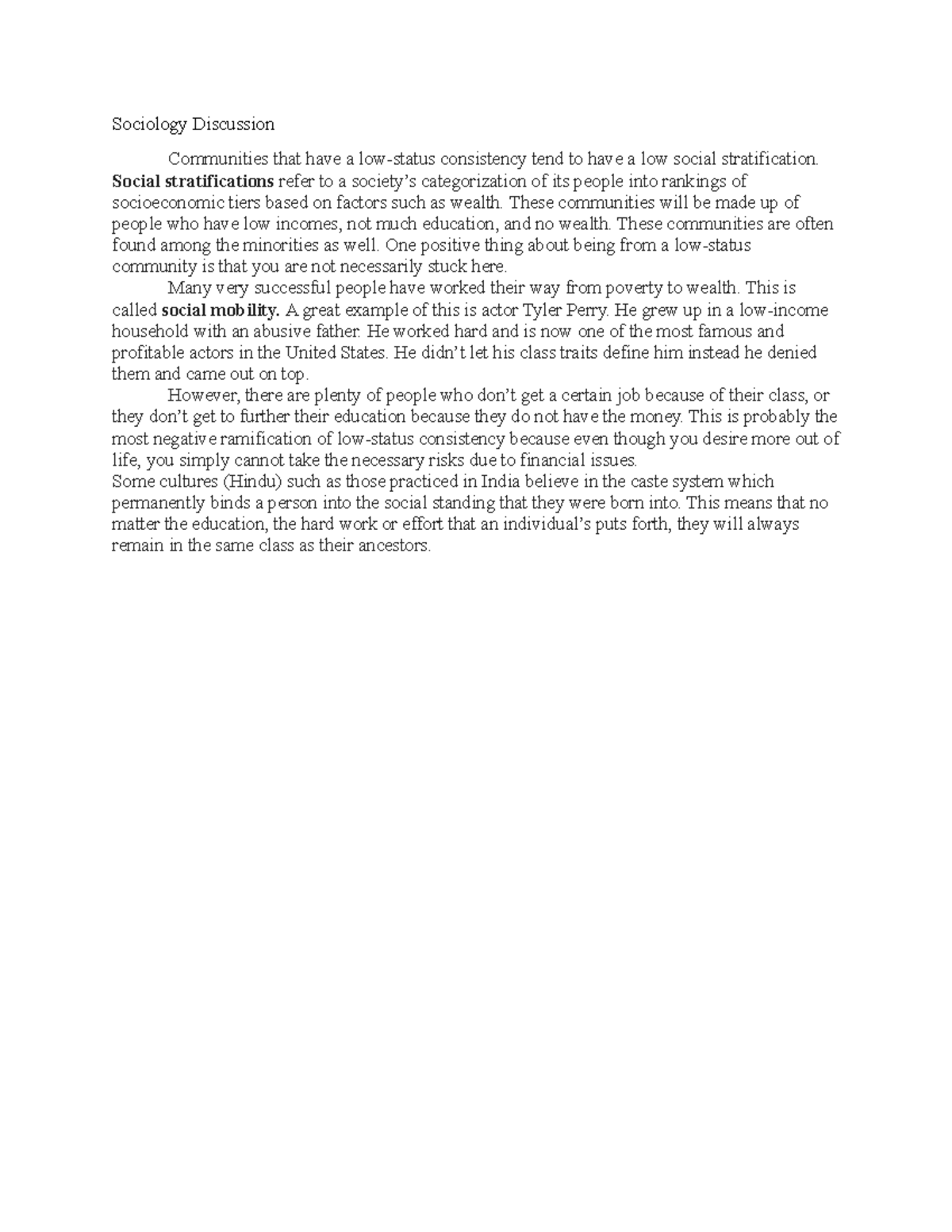 Sociology Discussion - Sociology Discussion Communities that have a low ...