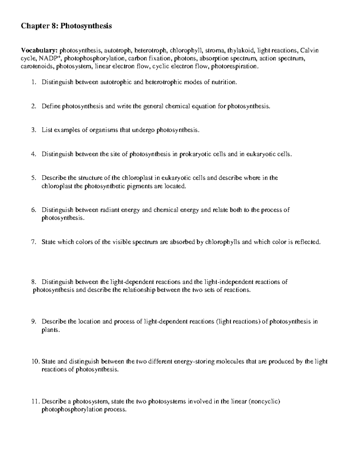 Chapter 8 - Photosynthesis Dr. Janani Gopalakrishnan - Chapter 8 ...