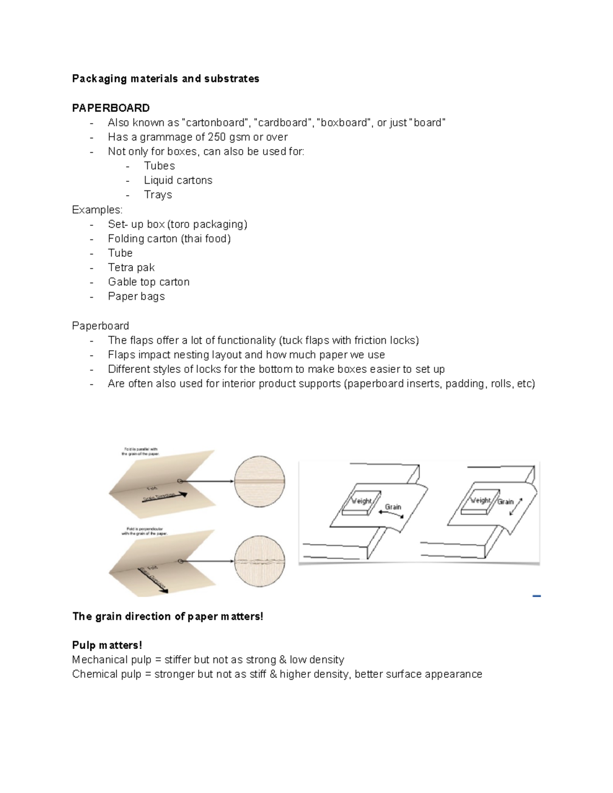 Module 5 - Notes - Packaging materials and substrates PAPERBOARD - Also ...