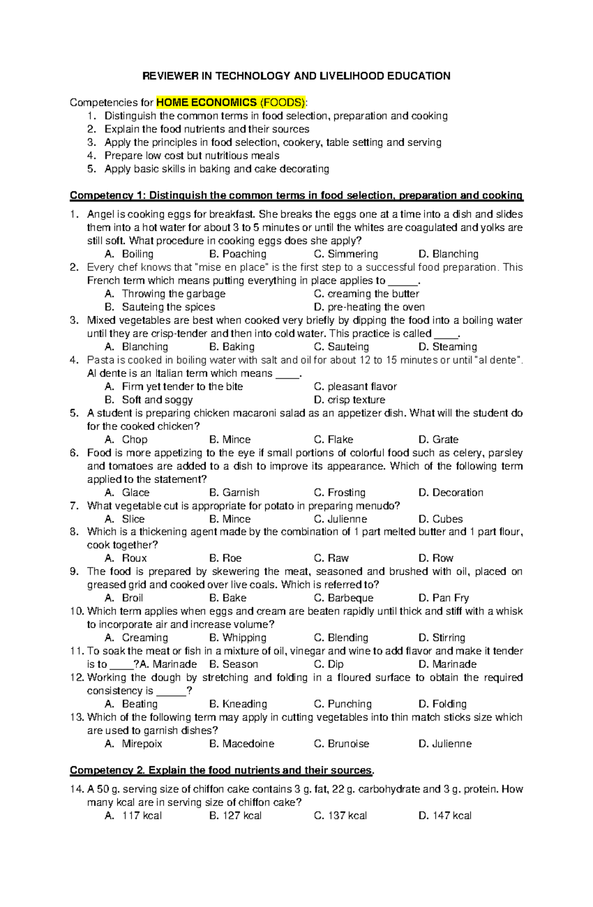 Reviewer IN Technology AND Livelihood Education - REVIEWER IN ...