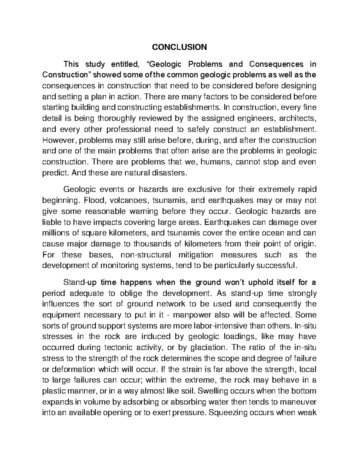 Conclusion and Recommendation geology - CONCLUSION This study entitled ...