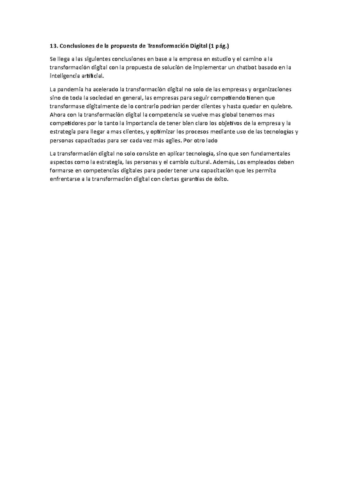 Conclusión TIC - resumen transformación digital - Conclusiones de la ...