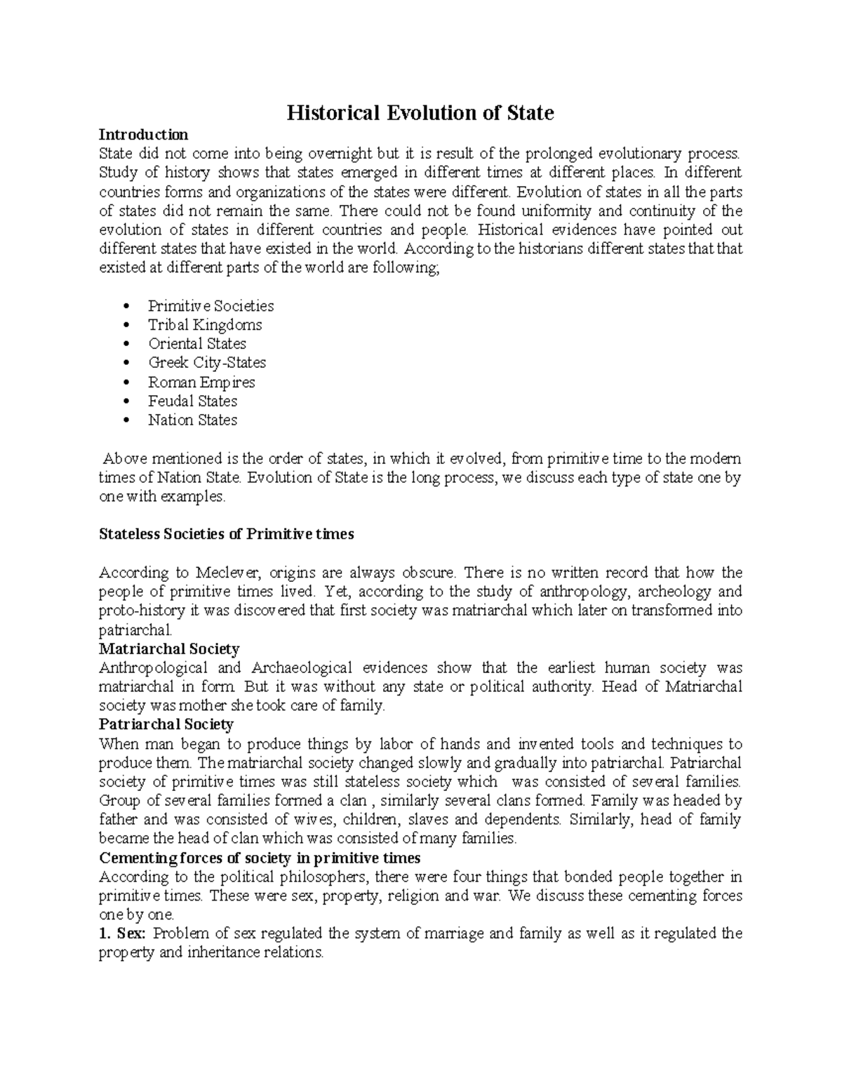 Historical Evolution of State - Historical Evolution of State ...