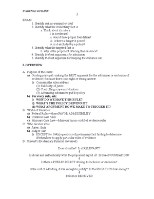 Evidence - Lewis - Outline for final - EVIDENCE RELEVANCY FRE 401 ...